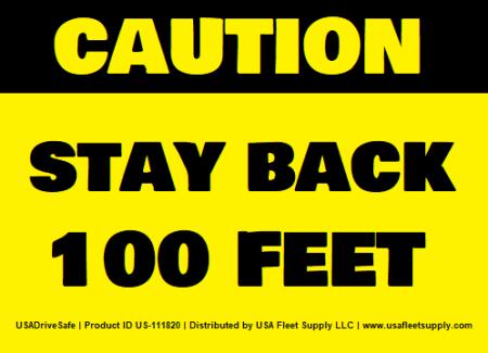 Stay Back 100 Feet Mini Decal 5 x 3 – USADriveSafe