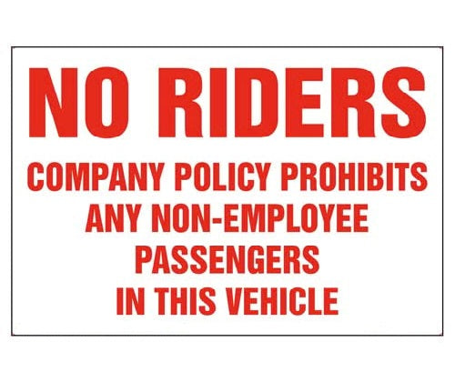 No Riders Company Policy Decal – USADriveSafe