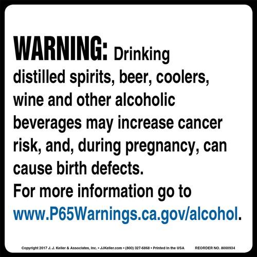 California Prop 65, Alcoholic Beverages Warning Label – USADriveSafe