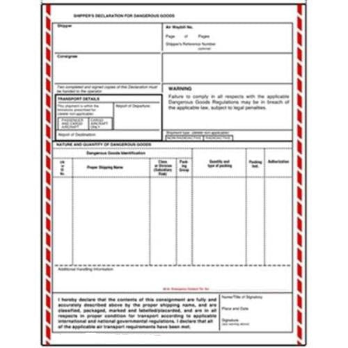 Shippers Declaration for Dangerous Goods Form Laser with Columns ...