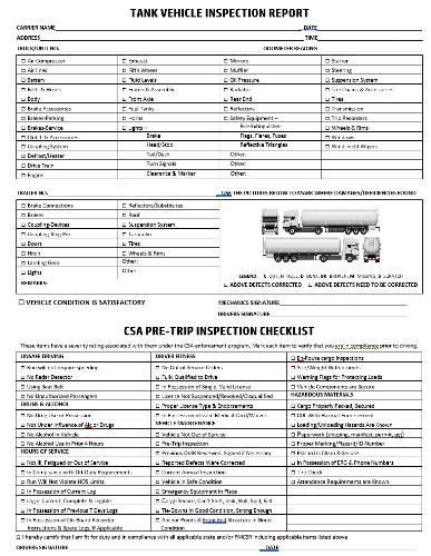 Tank Vehicle Inspection Report 50/Pad – USADriveSafe