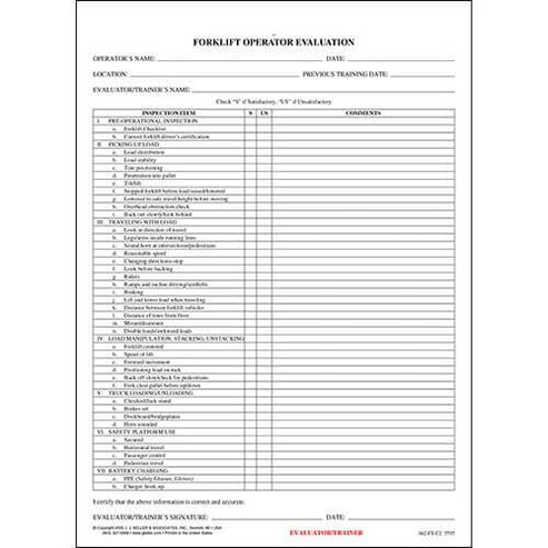 Forklift Operator Evaluation Form – USADriveSafe